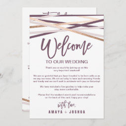 Rose Gold Streamers Welcome Letter & Itinerary Program | Zazzle