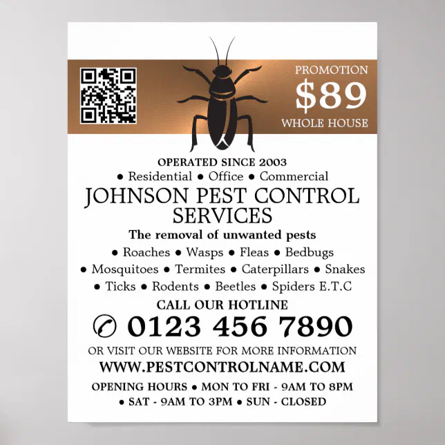 Rose Gold Strip - Black Cockroach - Pest Control Poster | Zazzle