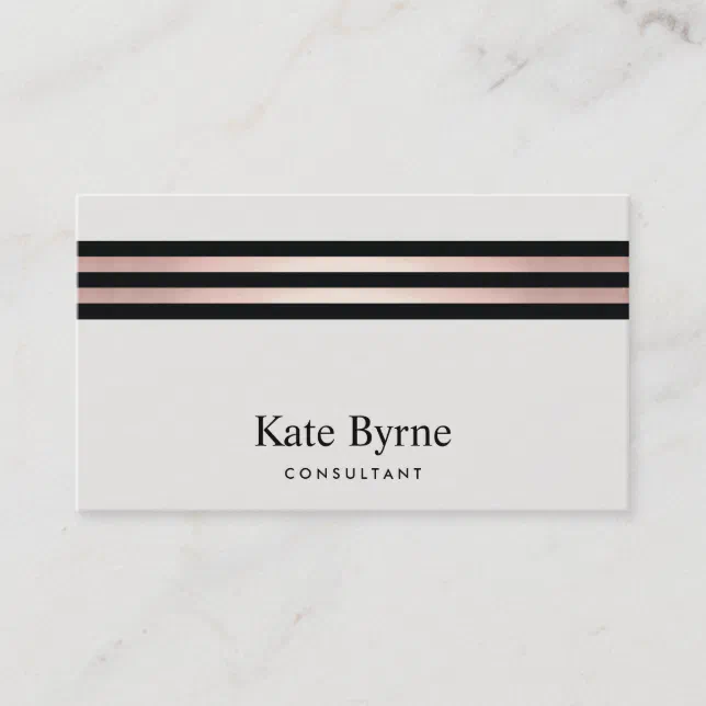 Rose Gold Striped Modern Professional Business Card | Zazzle