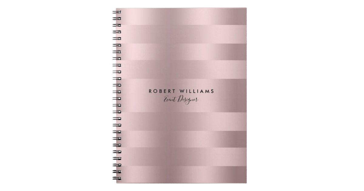 Rose-gold stripes pattern notebook | Zazzle