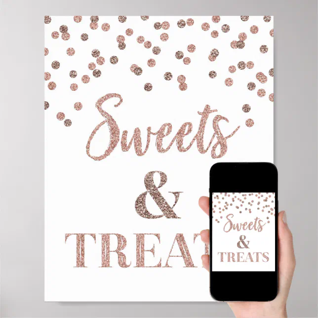 Rose Gold Sweets & Treats Dessert Table Poster | Zazzle