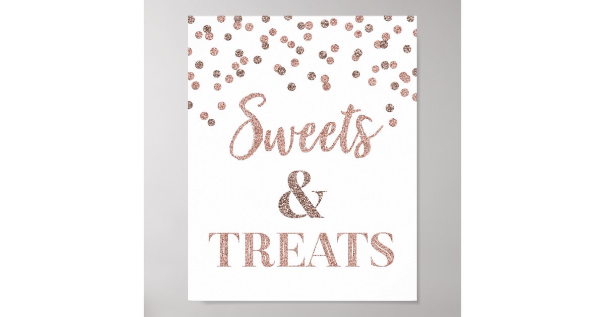 Rose Gold Sweets & Treats Dessert Table Poster | Zazzle