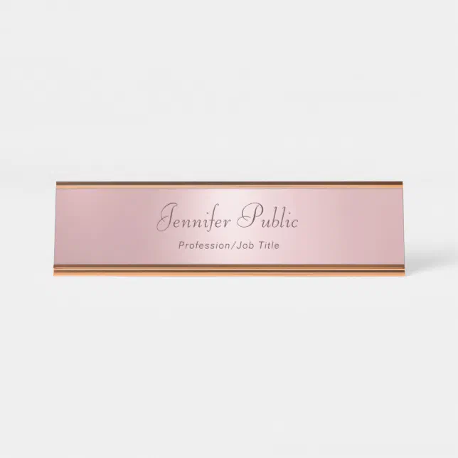 Rose Gold Template Modern Elegant Professional Desk Name Plate | Zazzle
