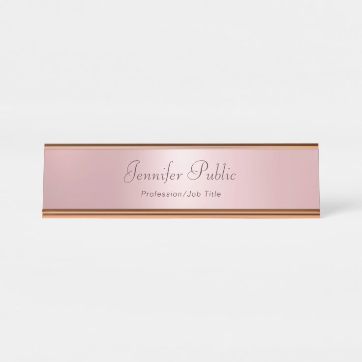 Rose Gold Template Modern Elegant Professional Desk Name Plate | Zazzle
