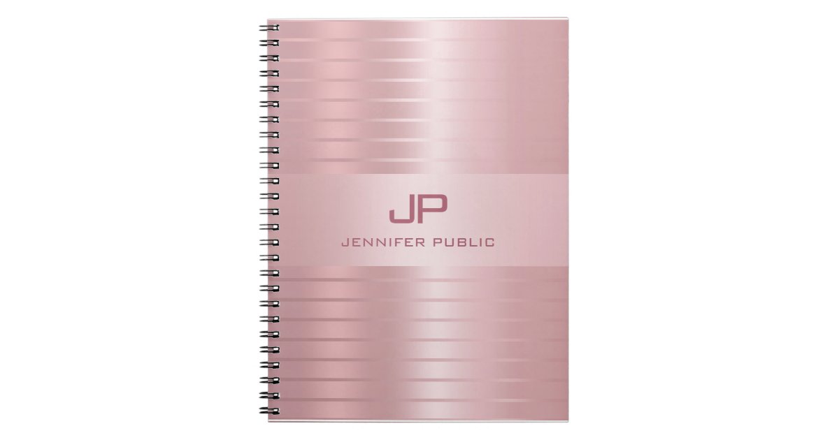 Rose Gold Template Monogram Elegant Trendy Modern Notebook | Zazzle