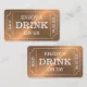 Rose Gold Ticket Style "Enjoy A Drink On Us" Enclosure Card | Zazzle