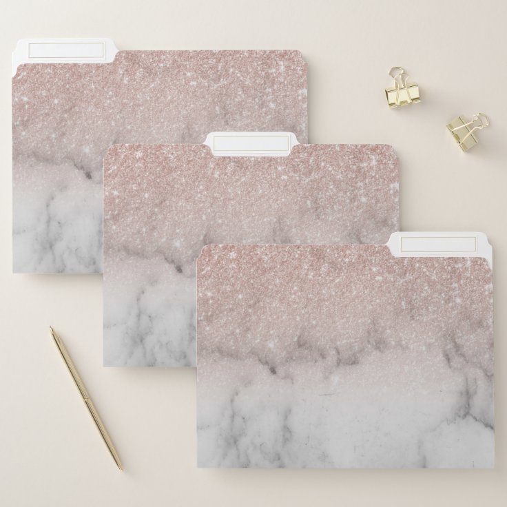 Rose Gold Trendy Elegant Marble Stone File Folder | Zazzle