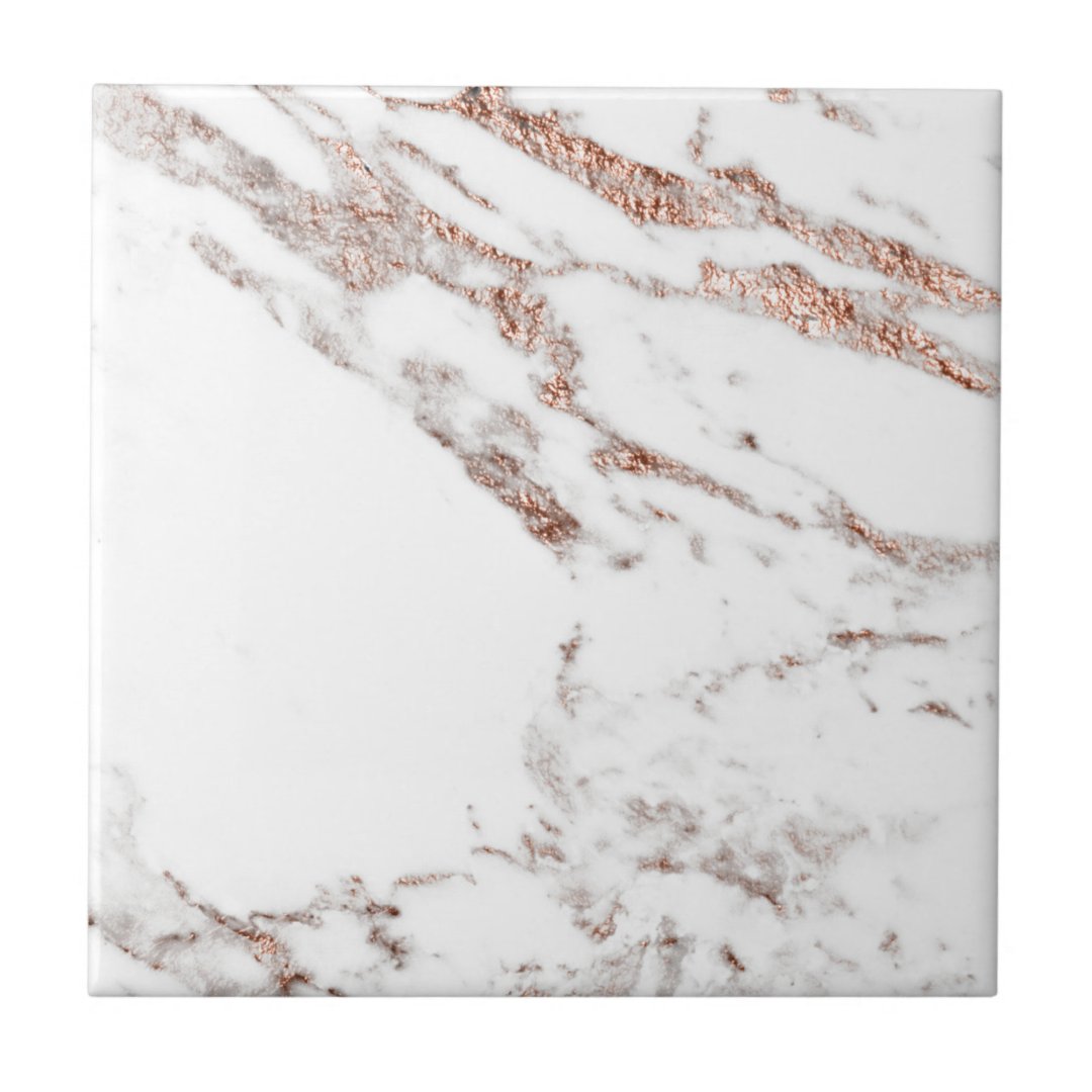 Rose gold vein marble ceramic tile | Zazzle