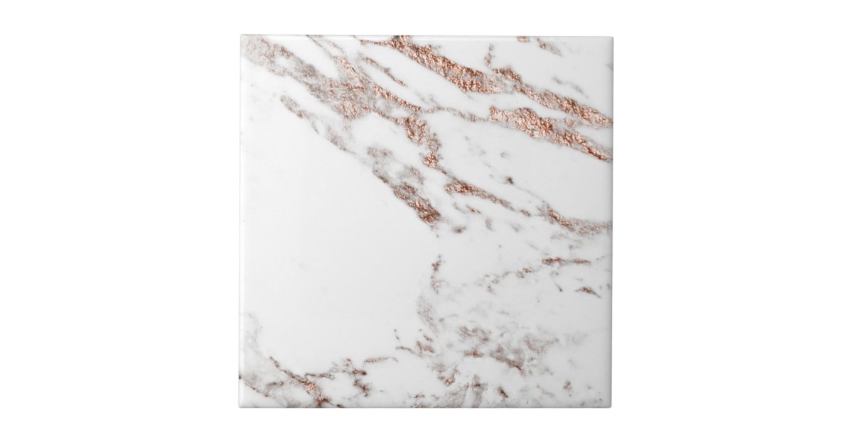 Rose gold vein marble ceramic tile | Zazzle