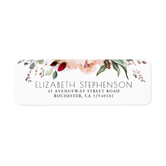 Rose Gold Vines and Fall Flowers Elegant Label | Zazzle