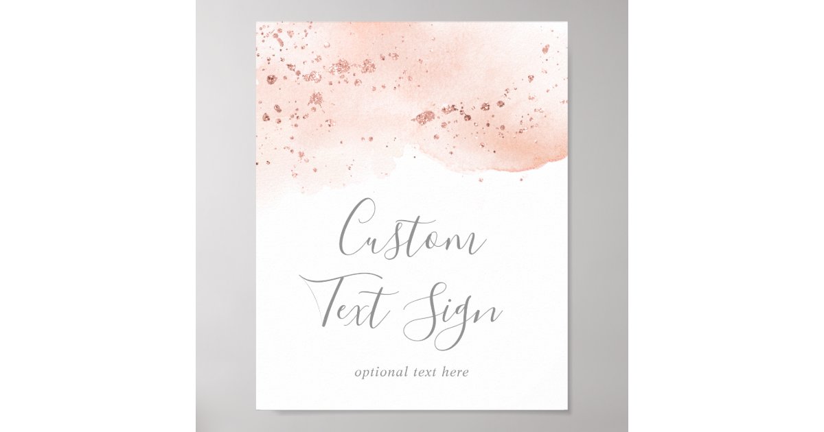 Rose Gold Watercolor Custom Text Sign | Zazzle