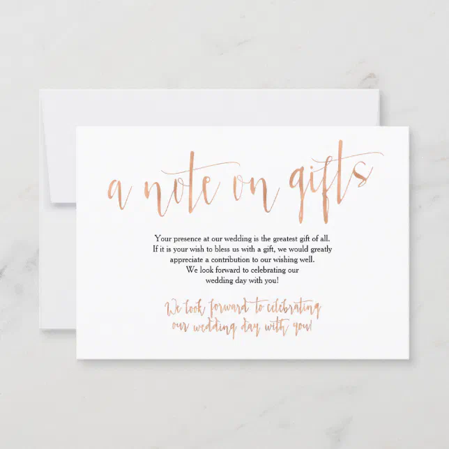 Rose Gold Wedding Gifts Card | Zazzle