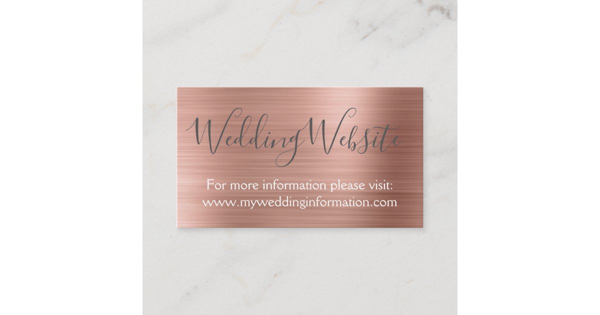 Rose Gold Wedding Website Card Insert | Zazzle