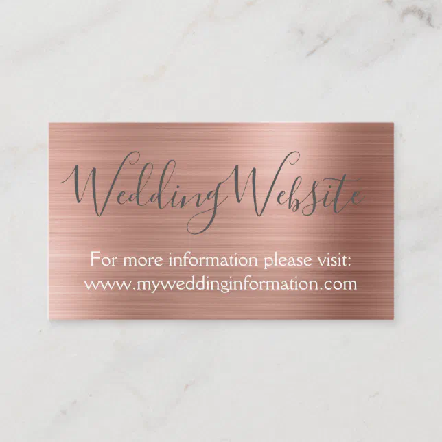 Rose Gold Wedding Website Card Insert | Zazzle