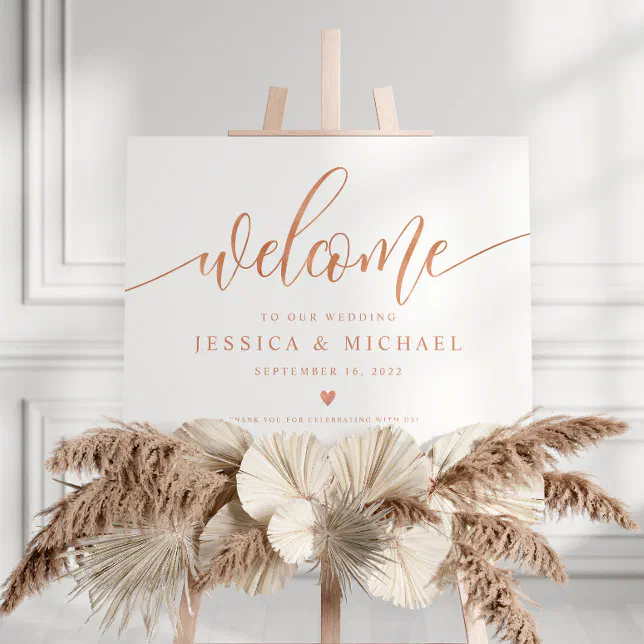 Rose Gold Wedding Welcome Sign Foam Core Board | Zazzle