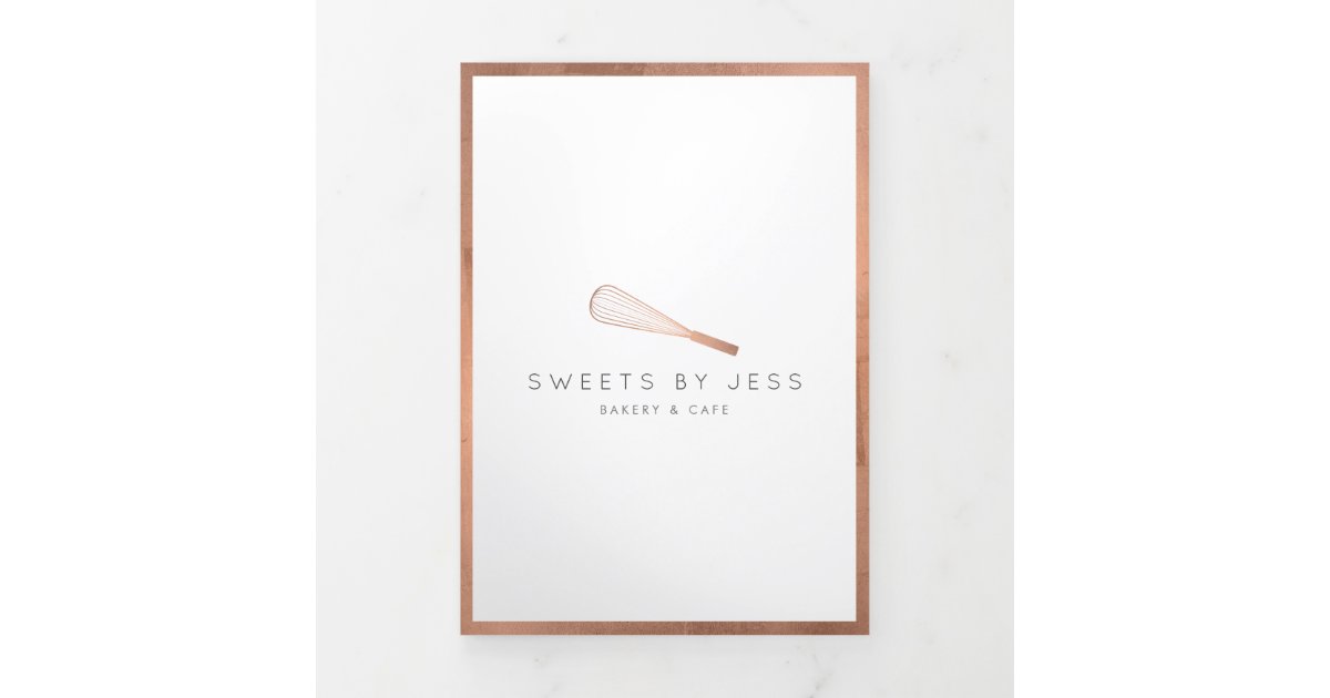 Rose Gold Whisk Bakery Catering Menu Brochure | Zazzle