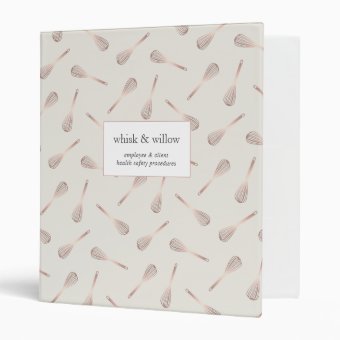 Rose Gold Whisk Employee & Client Safety Procedure 3 Ring Binder | Zazzle
