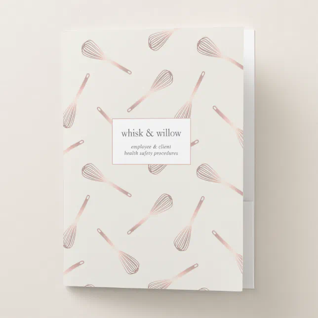 Rose Gold Whisk Employee & Client Safety Procedure Pocket Folder | Zazzle