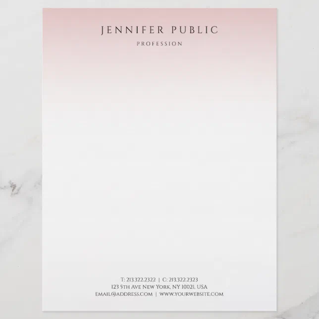 Rose Gold White Background Elegant Modern Letterhead | Zazzle