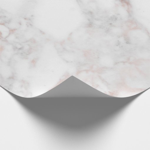 Rose-gold & White Faux Marble Stone Wrapping Paper | Zazzle