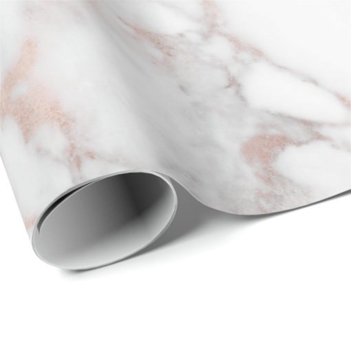 Rose-gold & White Faux Marble Stone Wrapping Paper | Zazzle