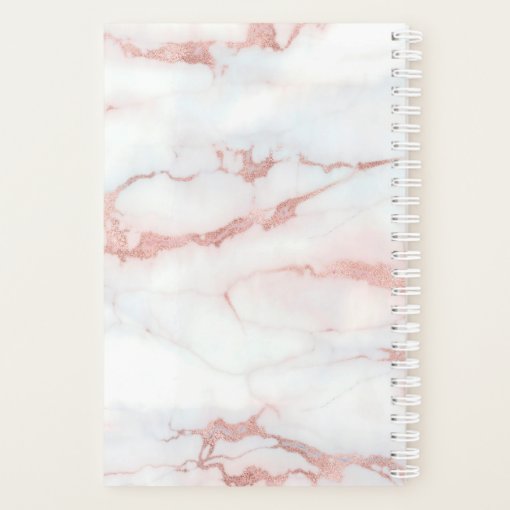 Rose Gold White Marble Personalized Name Custom Planner | Zazzle