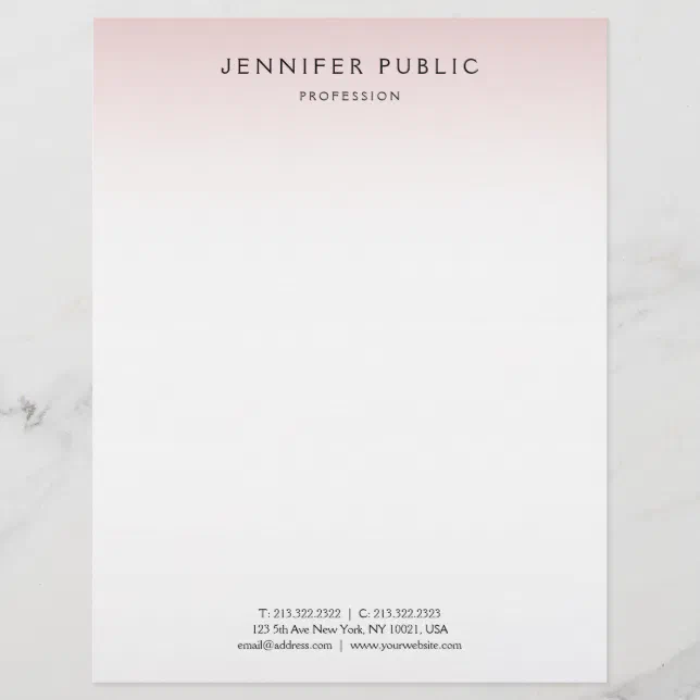 Rose Gold White Minimalist Elegant Modern Letterhead | Zazzle