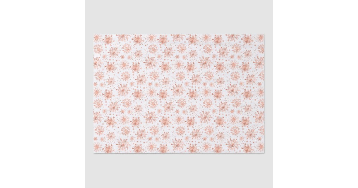 Rose Gold Winter Snowflakes on White Pattern Tissue Paper | Zazzle