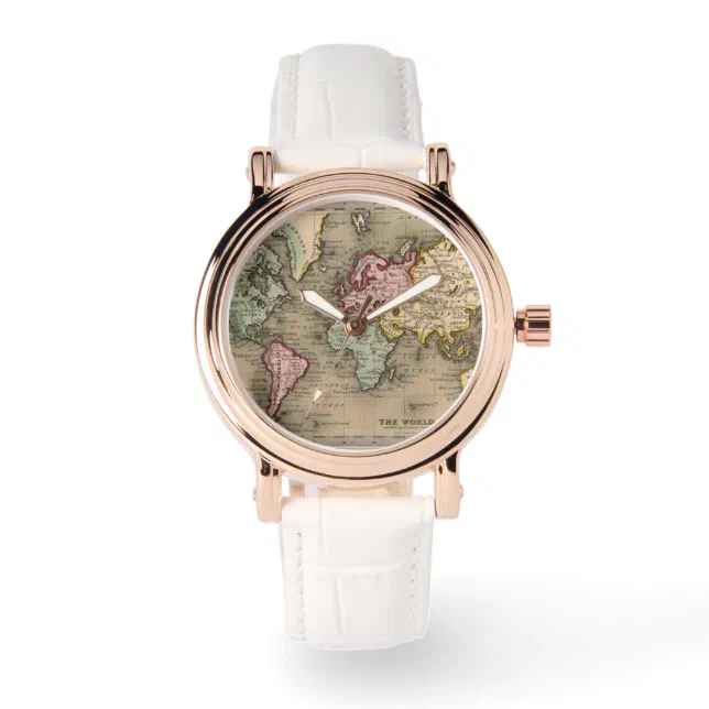 rose gold world map watch | Zazzle