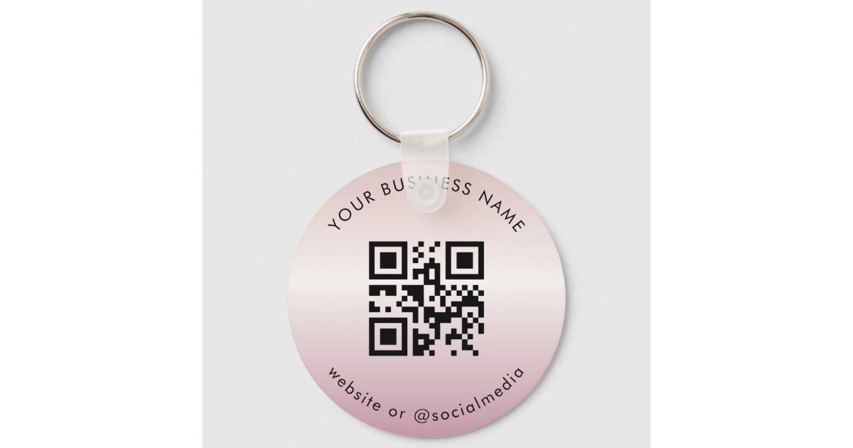 Rose Gold Your Custom Business Qr Code Scan Keychain | Zazzle