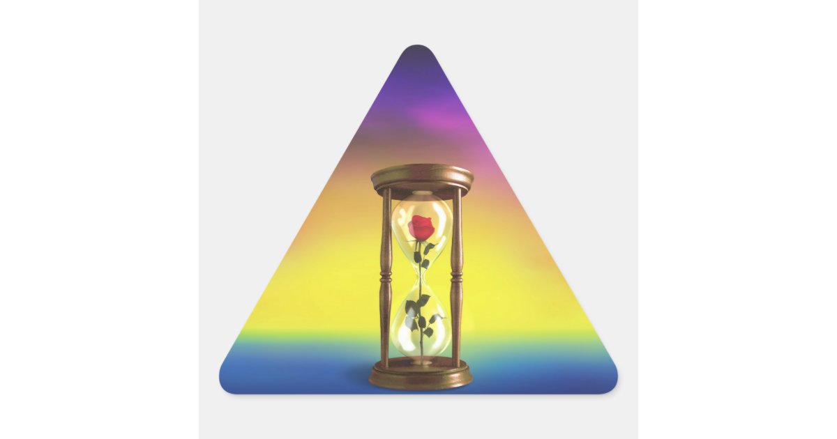 Rose in Hourglass Triangle Sticker | Zazzle