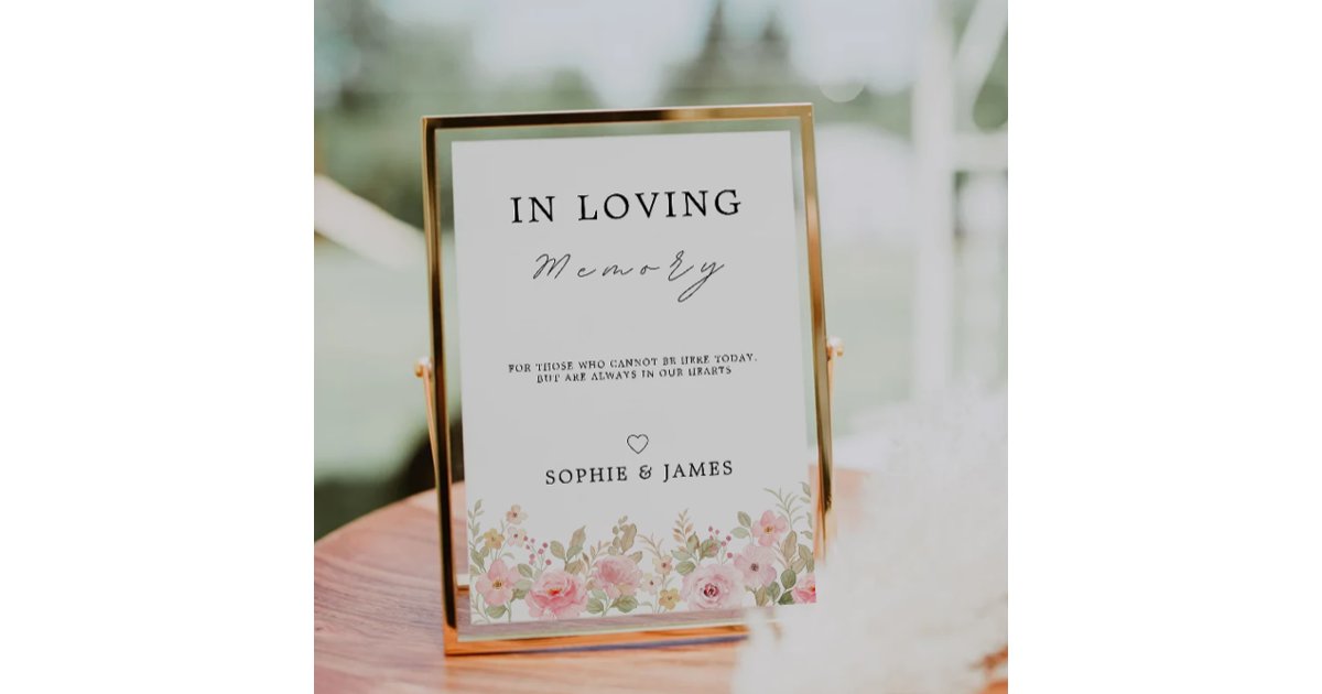 Rose In Loving Memory Sign, Memorial Sign, Invitation | Zazzle
