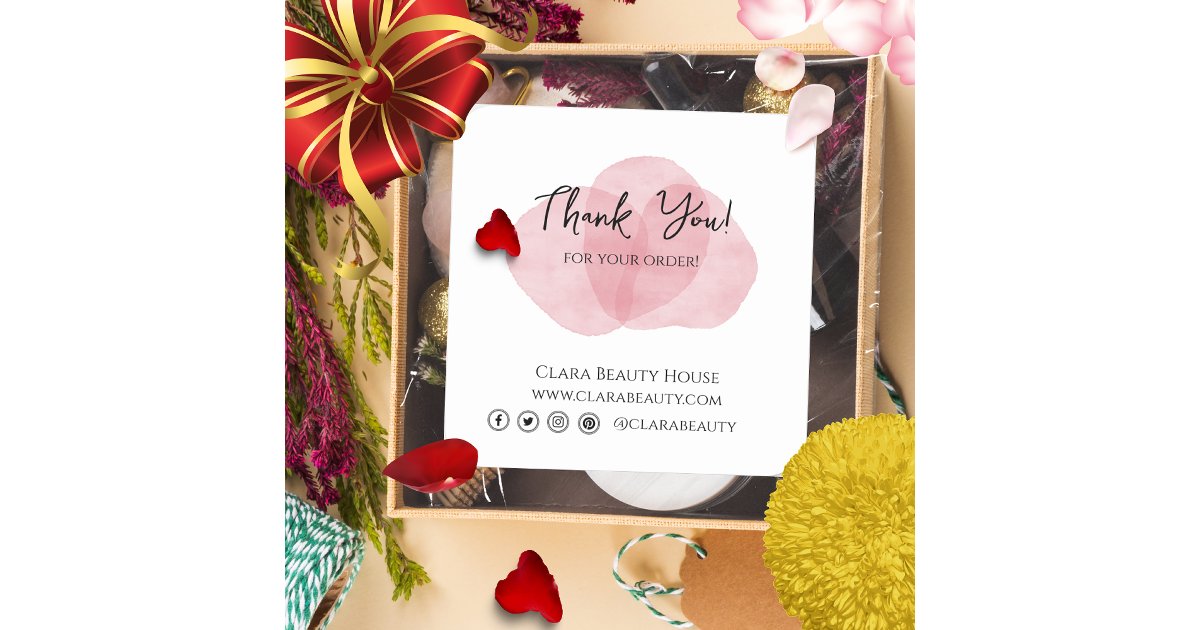 Rose Petals Thank You Homemade Congratulations Square Sticker | Zazzle