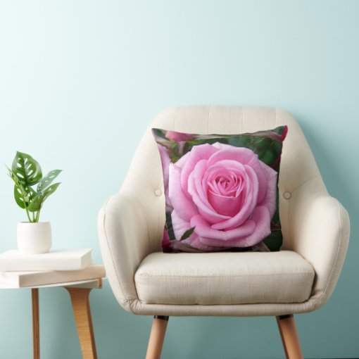 Rose Pillow Personalized Pink Rose Pillow Decor | Zazzle