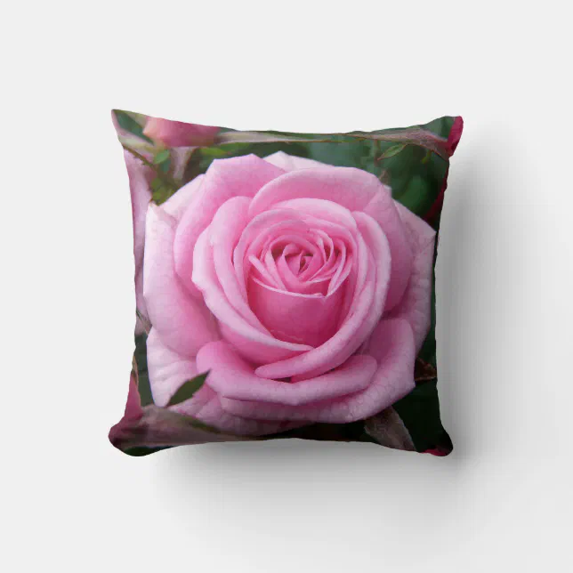 Rose Pillow Personalized Pink Rose Pillow Decor | Zazzle