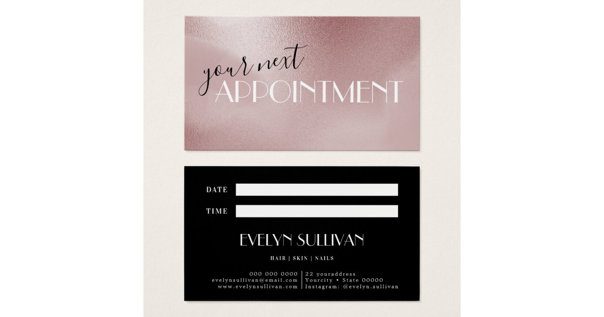 Rose pink appointment card | Zazzle