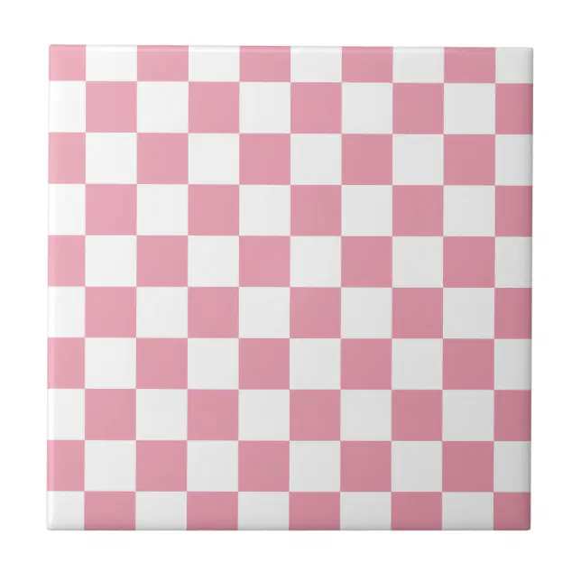 Rose Pink Checkerboard Tile | Zazzle