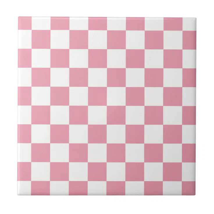 Rose Pink Checkerboard Tile | Zazzle