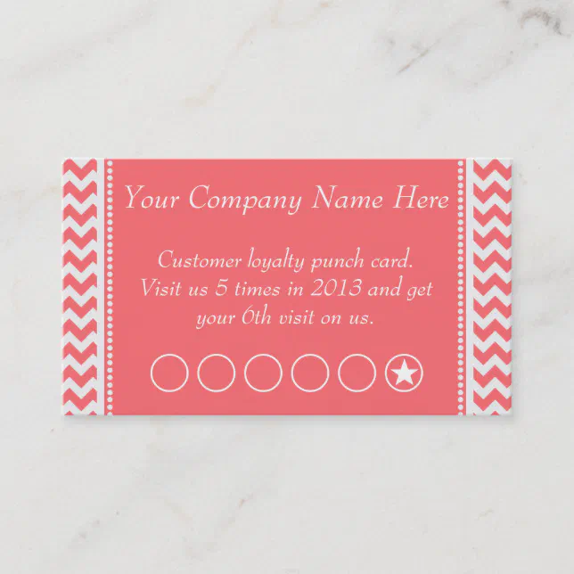 Rose Pink Chevron Discount Promotional Punch Card | Zazzle
