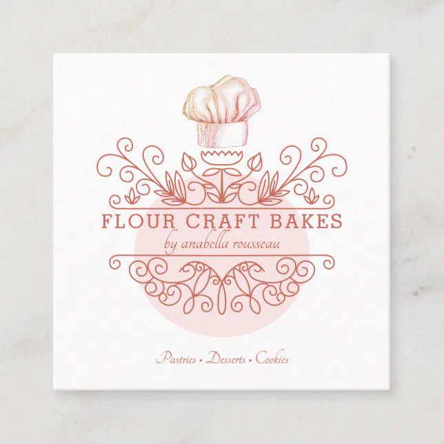 Rose Pink Frame Bakery Baker's Logo Business Card | Zazzle