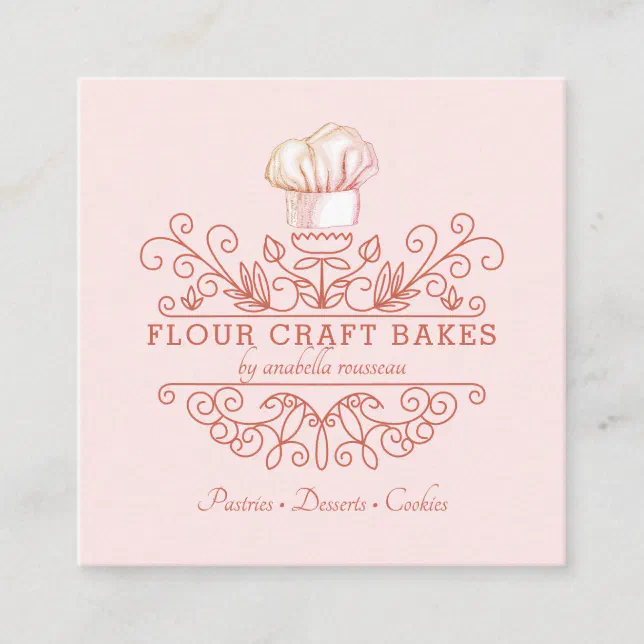 Rose Pink Frame Bakery Baker's Logo Business Card | Zazzle