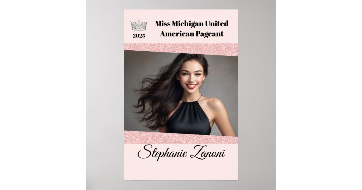 Rose Pink Glitz Pageant Door Banner Poster | Zazzle