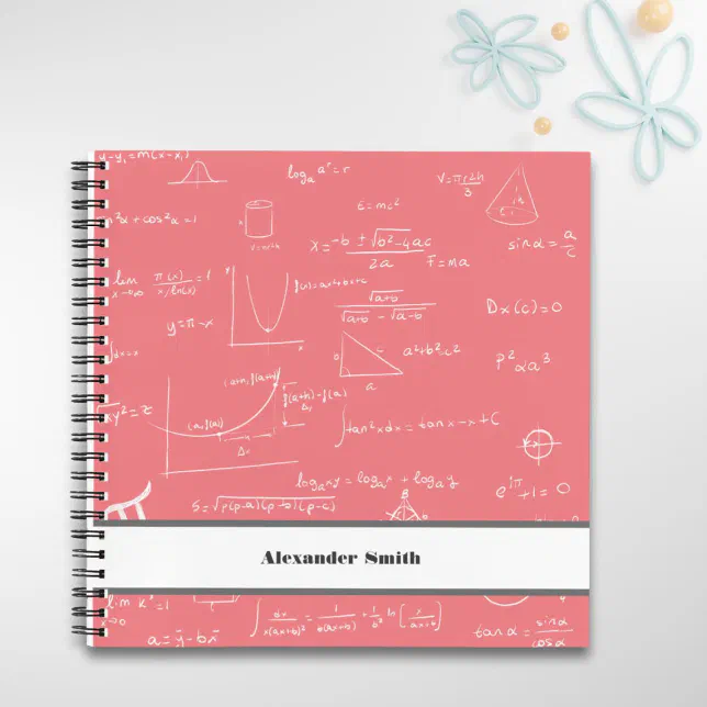 Rose Pink Math Equations Graphics and Formulas Notebook | Zazzle