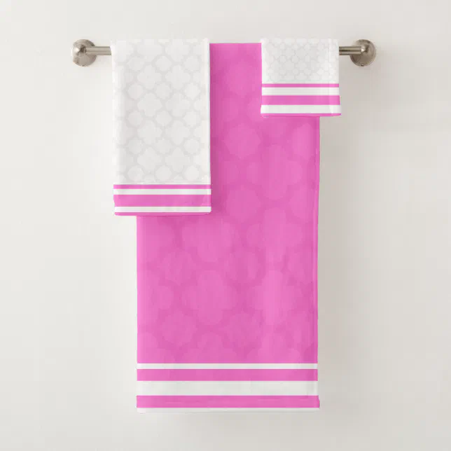 Rose Pink Quatrefoil Bath Towel Set Zazzle