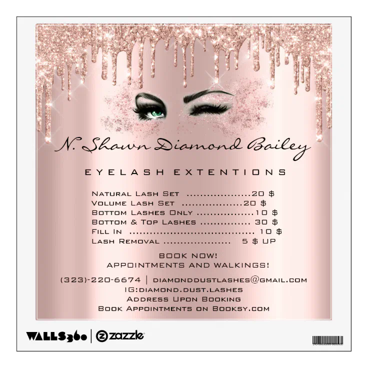 Rose Price List Green Eyes Makeup Lashes Extension Wall Decal | Zazzle