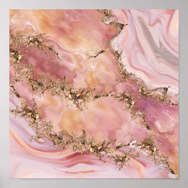 Rose quartz and pastel pink marble poster | Zazzle