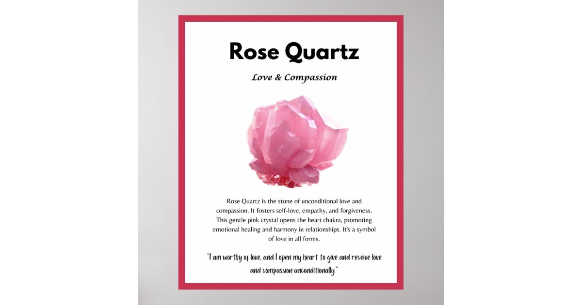 Rose Quartz Crystal Meaning Card Poster | Zazzle