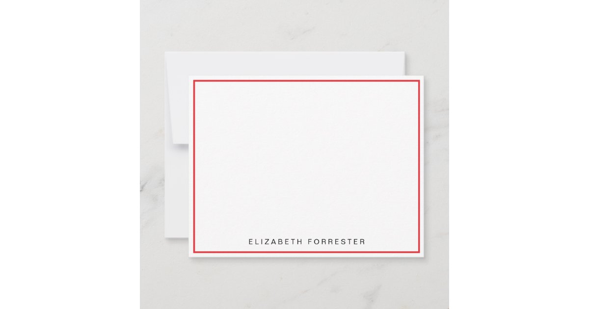 Rose Red Classic Single Border Note Card | Zazzle