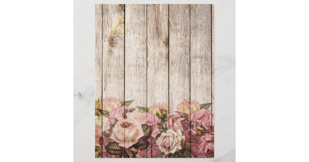 Rose Rustic Wood Scrapbooking Craft Paper | Zazzle