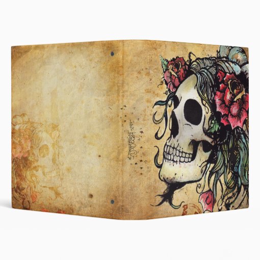 Rose Skull Watercolor Tattoo Binder by Agorables | Zazzle